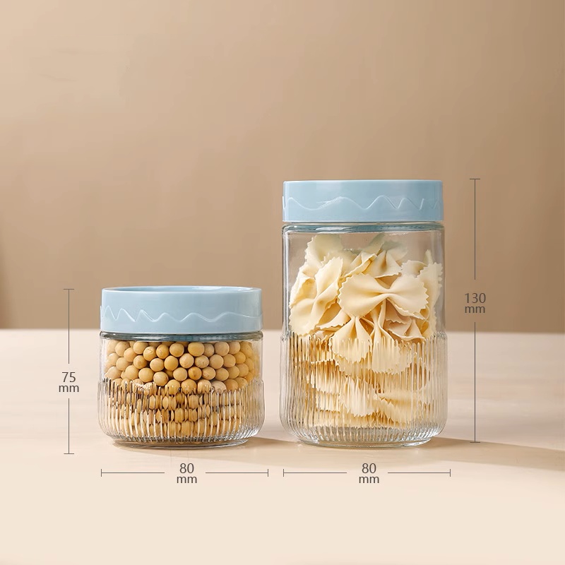Stackable Leak Proof Moisture Proof Airtight Round Striped Snack Grain ...