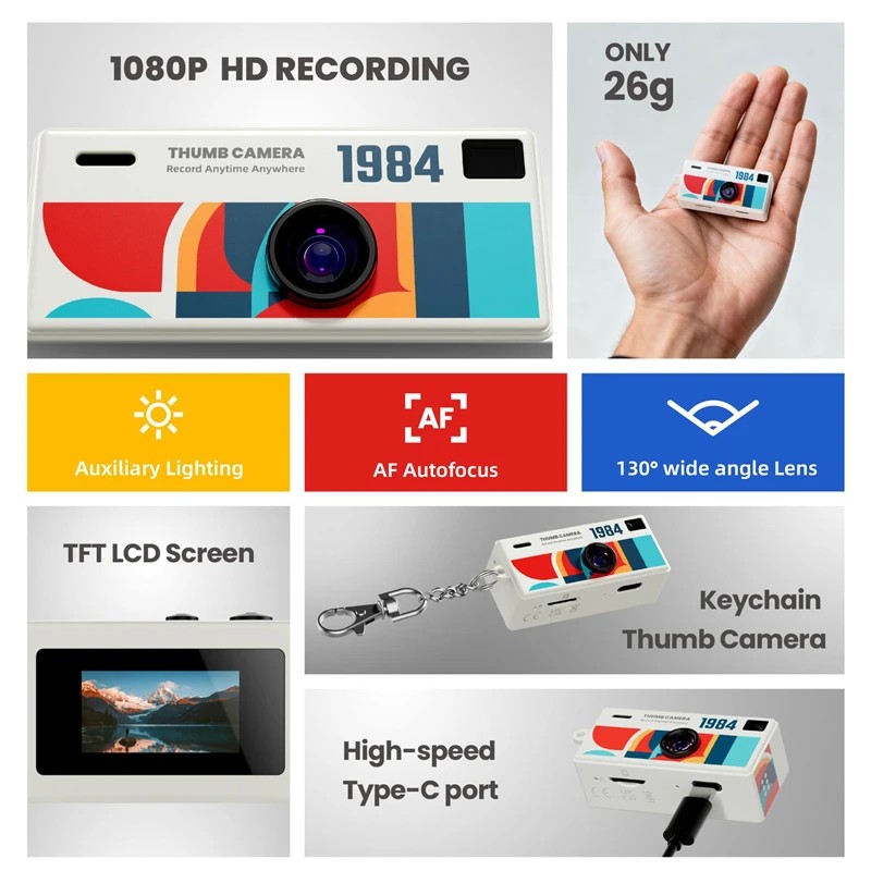 G6 Mini Thumb Camera Keychain 1080P HD Recording LED Flash Outdoor LED ...
