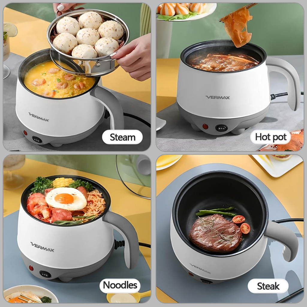 Vermax Mini Electric Pot Non-Stick Multi Electric Cooker Hot pot Two ...