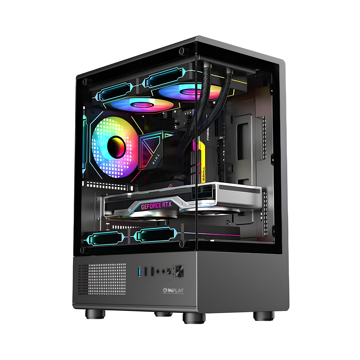 Inplay Openview V300 PC Case With Tempered Glass Mid-Tower M-ATX ...