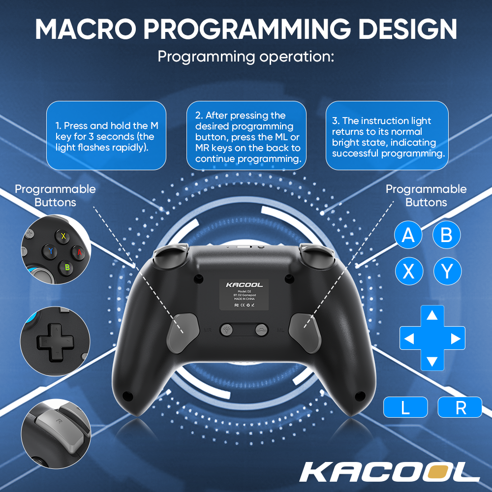 Kacool Wireless Game Controller Double Vibration Machine Six-Axis ...