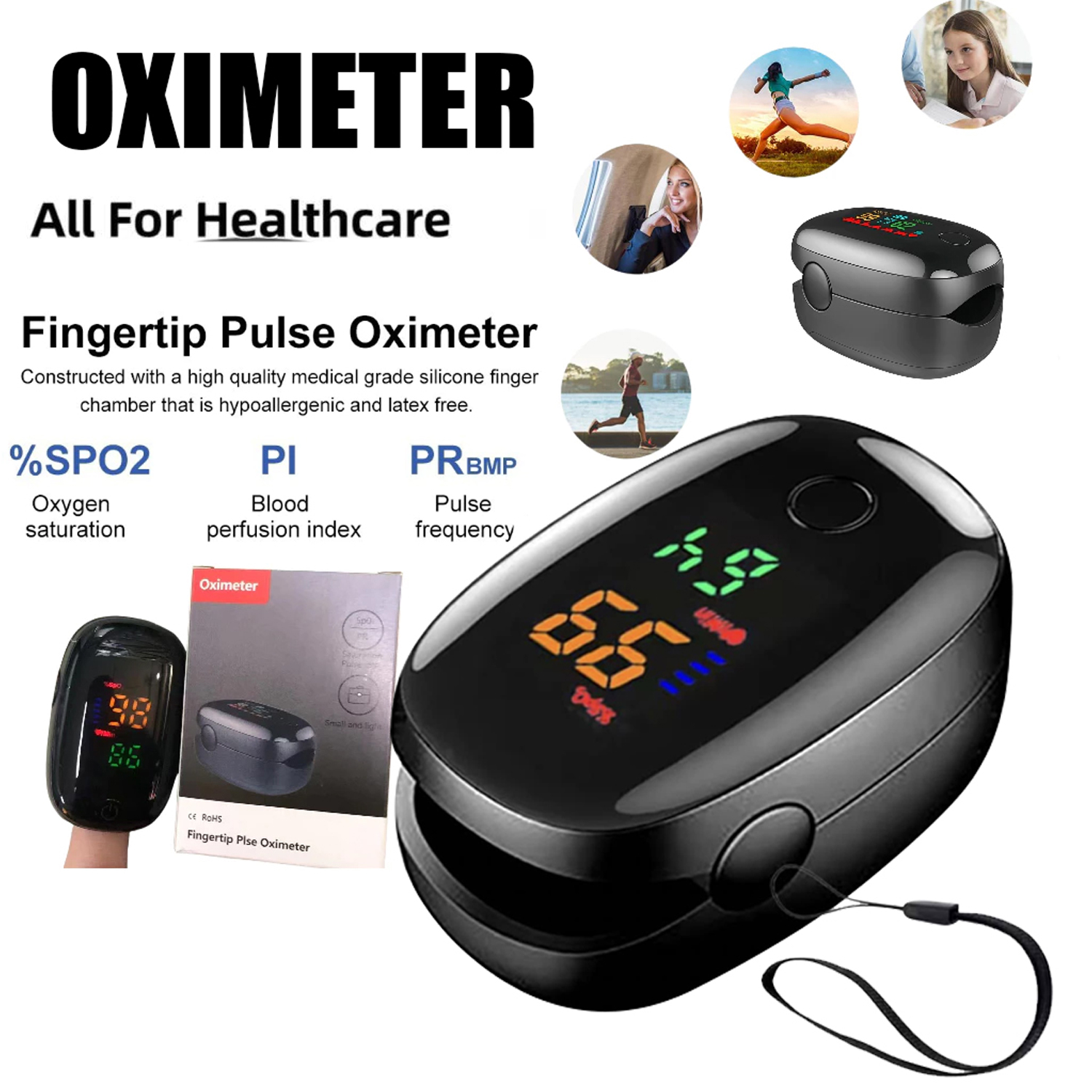 Bundle Medical Fingertip Pulse Oximeter Portable SMH-01 And Aneroid ...