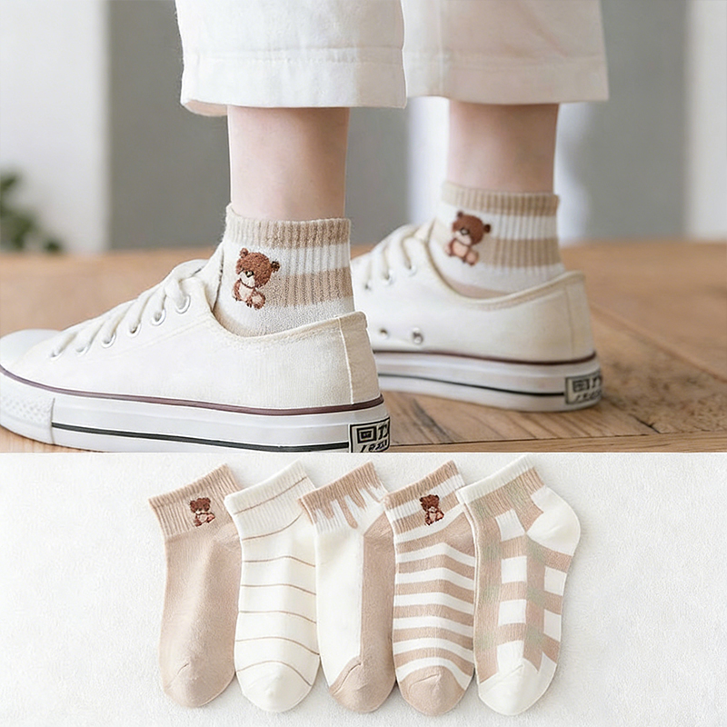 5/10Pairs Women's Cotton Sport Running Ankle Socks Korean Cute Thin ...