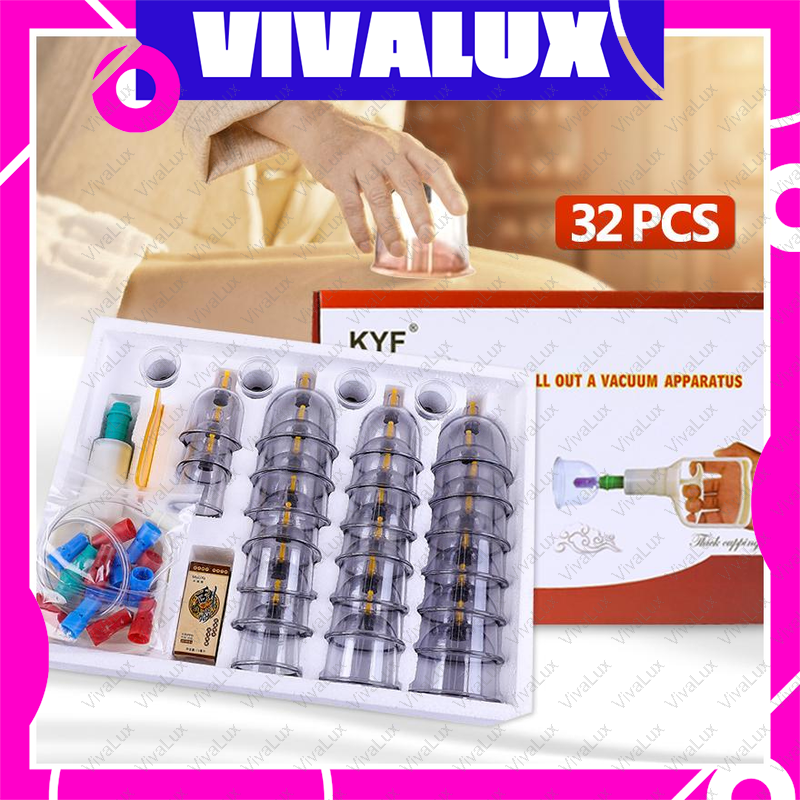 Massage Therapy Vacuum Cupping Kit with Glass Ventosa Cups for Home Use ...