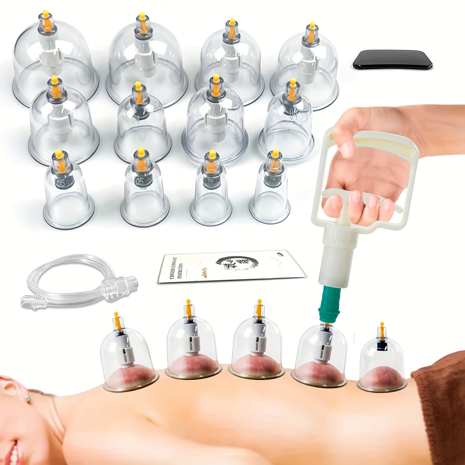 Massage Therapy Vacuum Cupping Kit with Glass Ventosa Cups for Home Use ...
