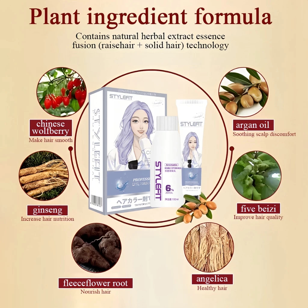 STYLEFIT Hair Color Permanent Milk Tea Ash (100ml Hair Dye+100ml ...