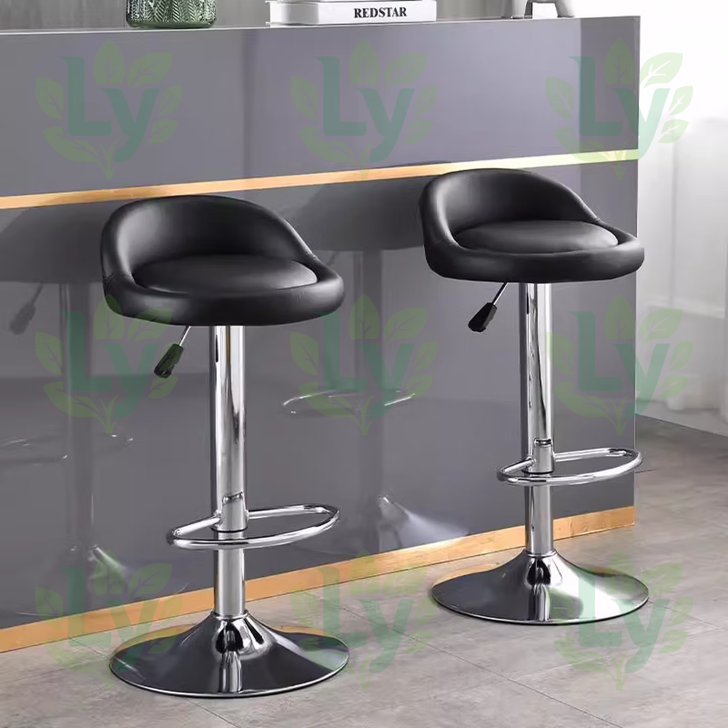 High stool, bar stool, leather seat, safety gas spring, height ...