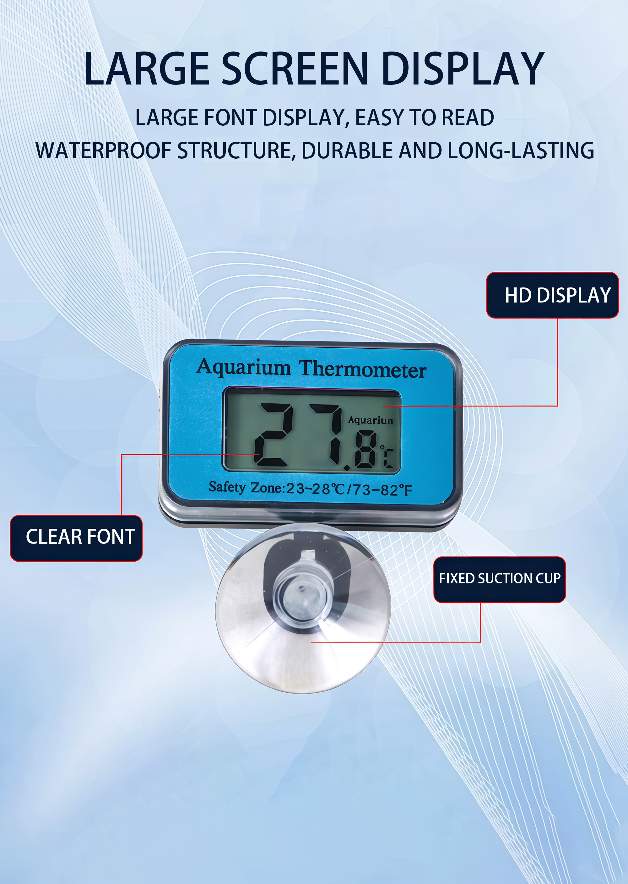 Aquarium Mini Temperature Gauge Submersible Temperature Gauge 0-50 ...