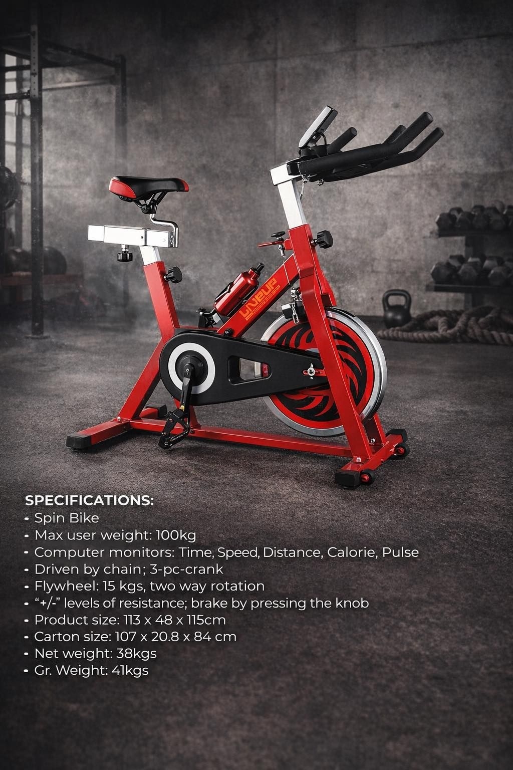 Live Up FSB-113 Spinner Bike 15kg Flywheel | Shopee Philippines