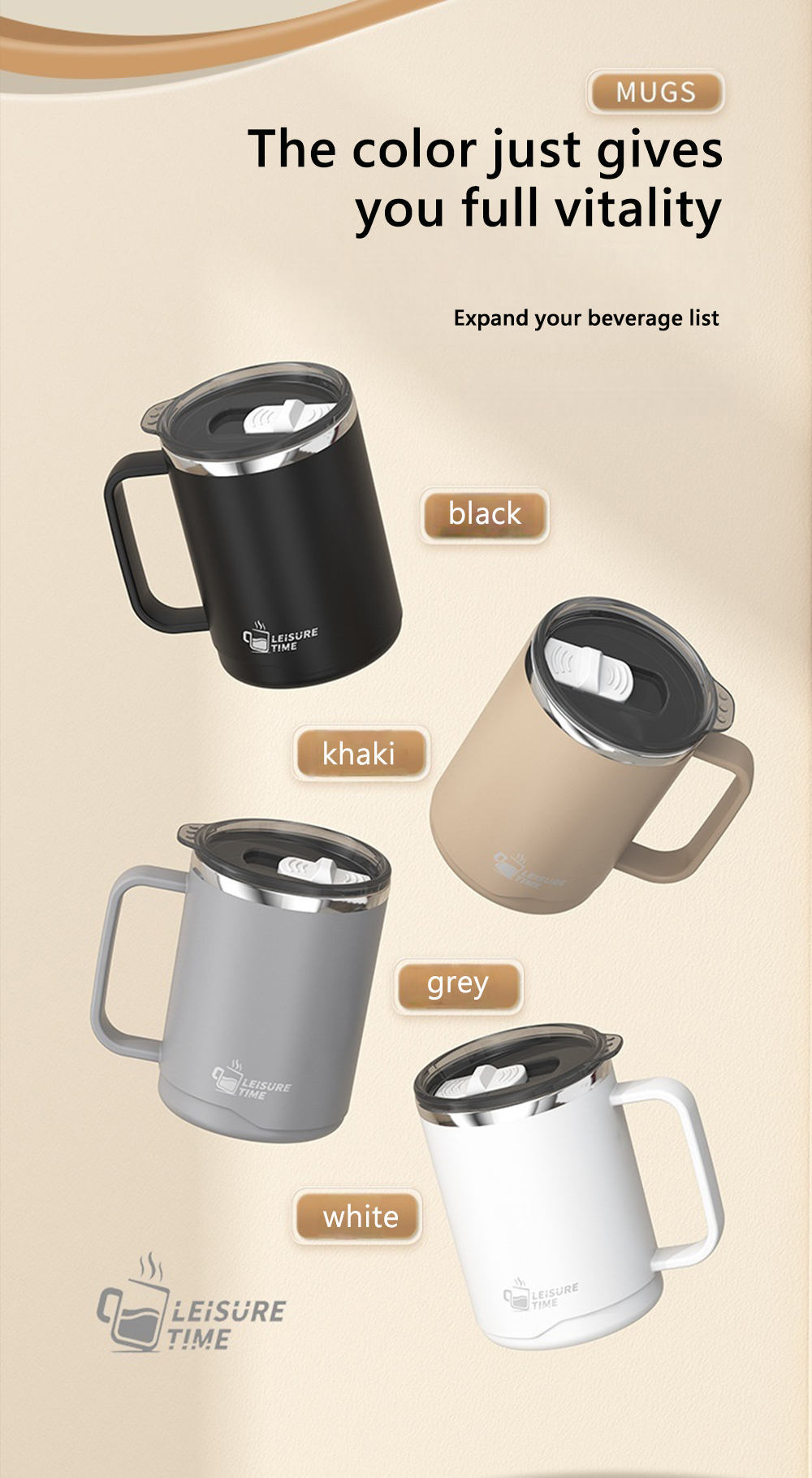 500ML Insulated Mug With Lid Stainless Steel Material Portable ...