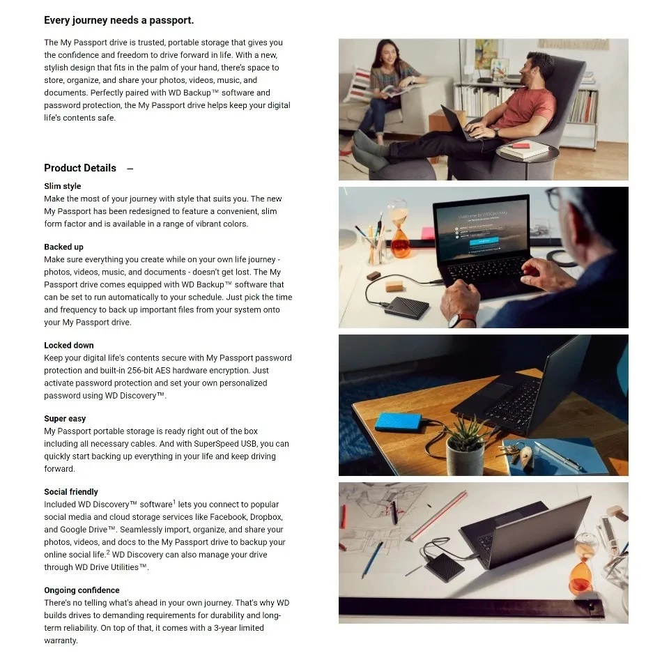 WD My Passport external hard drive 1TB / 2TB USB 3.2 Gen 1 Extreme ...