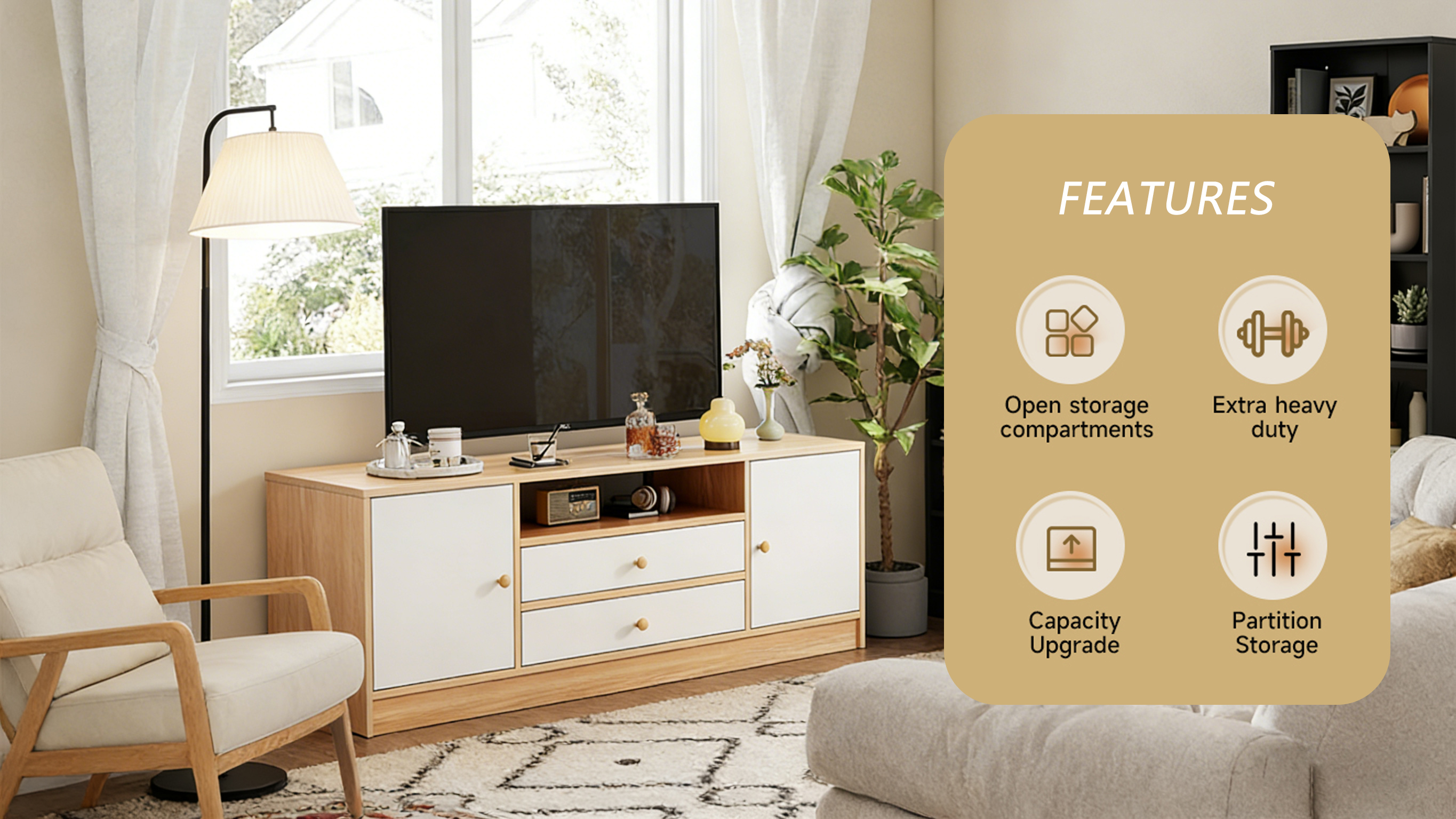 Wodden Modern TV Tall Cabinet Simple Household High Quality TV Storage ...