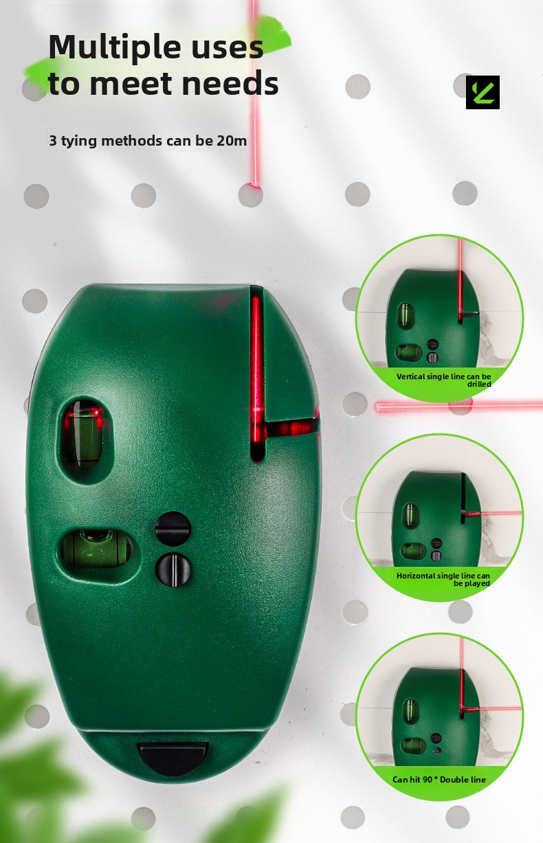 Green 90-Degree Right-Angle Infrared Laser Level Vertical Horizontal ...