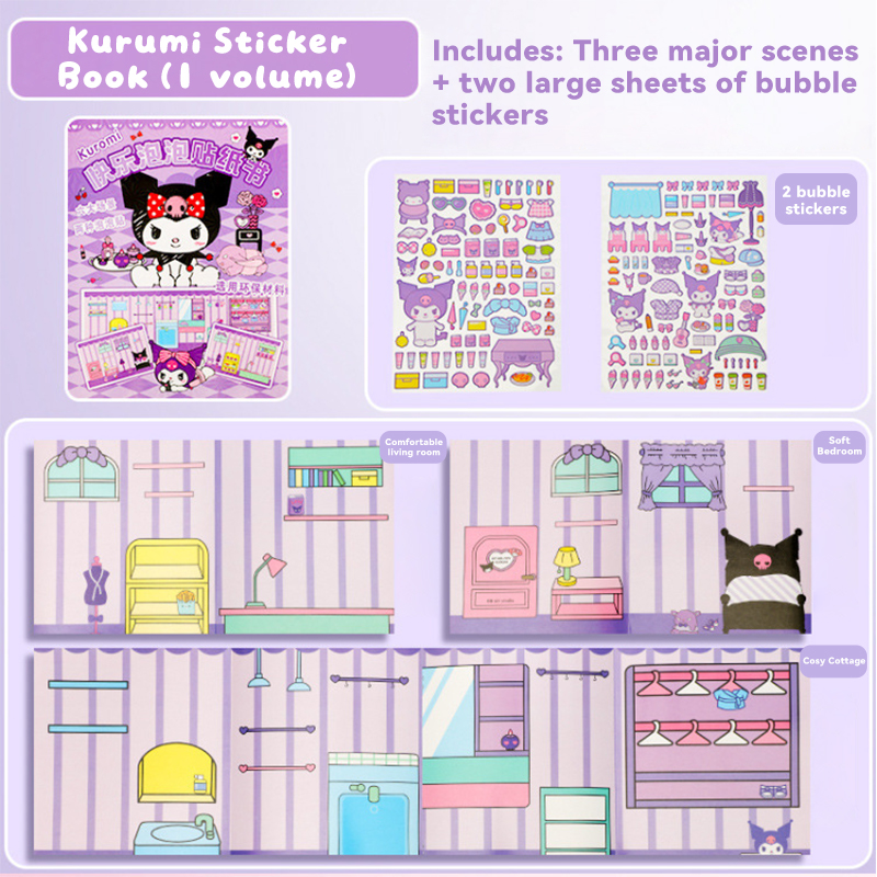 DIY Bubble Sticker Quiet Book Kuromi Sticker Set Sanrio Kids ...
