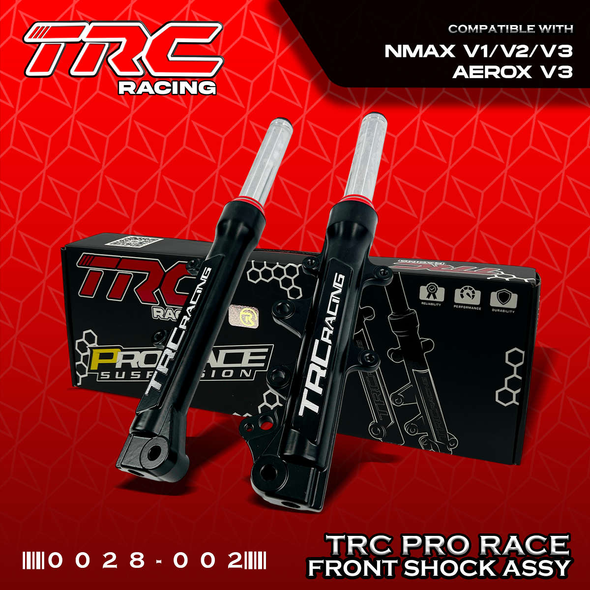 TRC RACING PRO RACING FRON SHOCK ASSY for NMAX v1/v2v/3 , AEROX V3 0028 ...