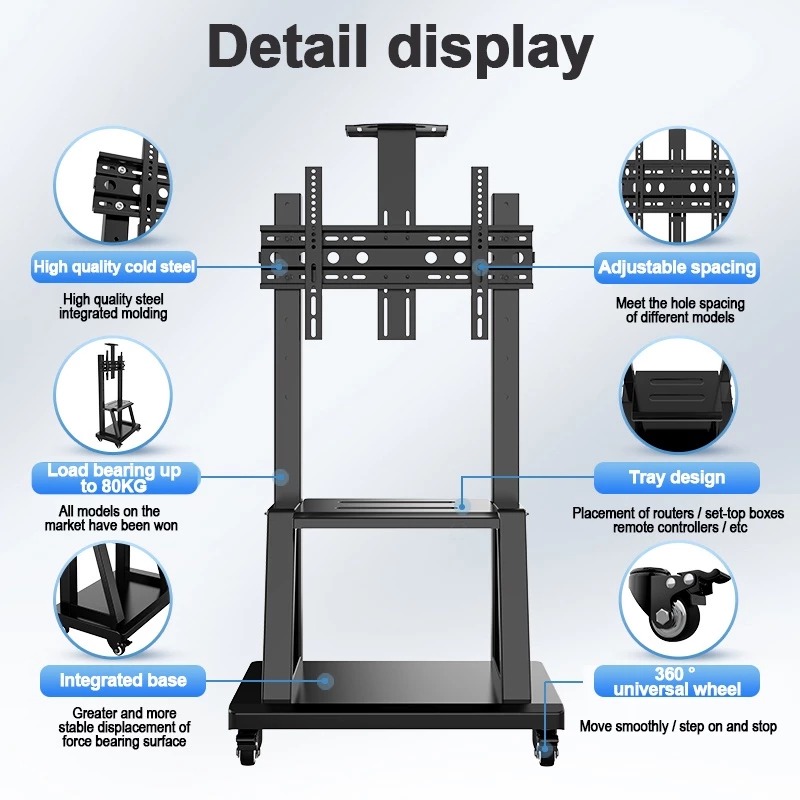 SOFTHOME TV Stand Monitor 32-90 Inch Screen Movable Rack Floor Base 360 ...