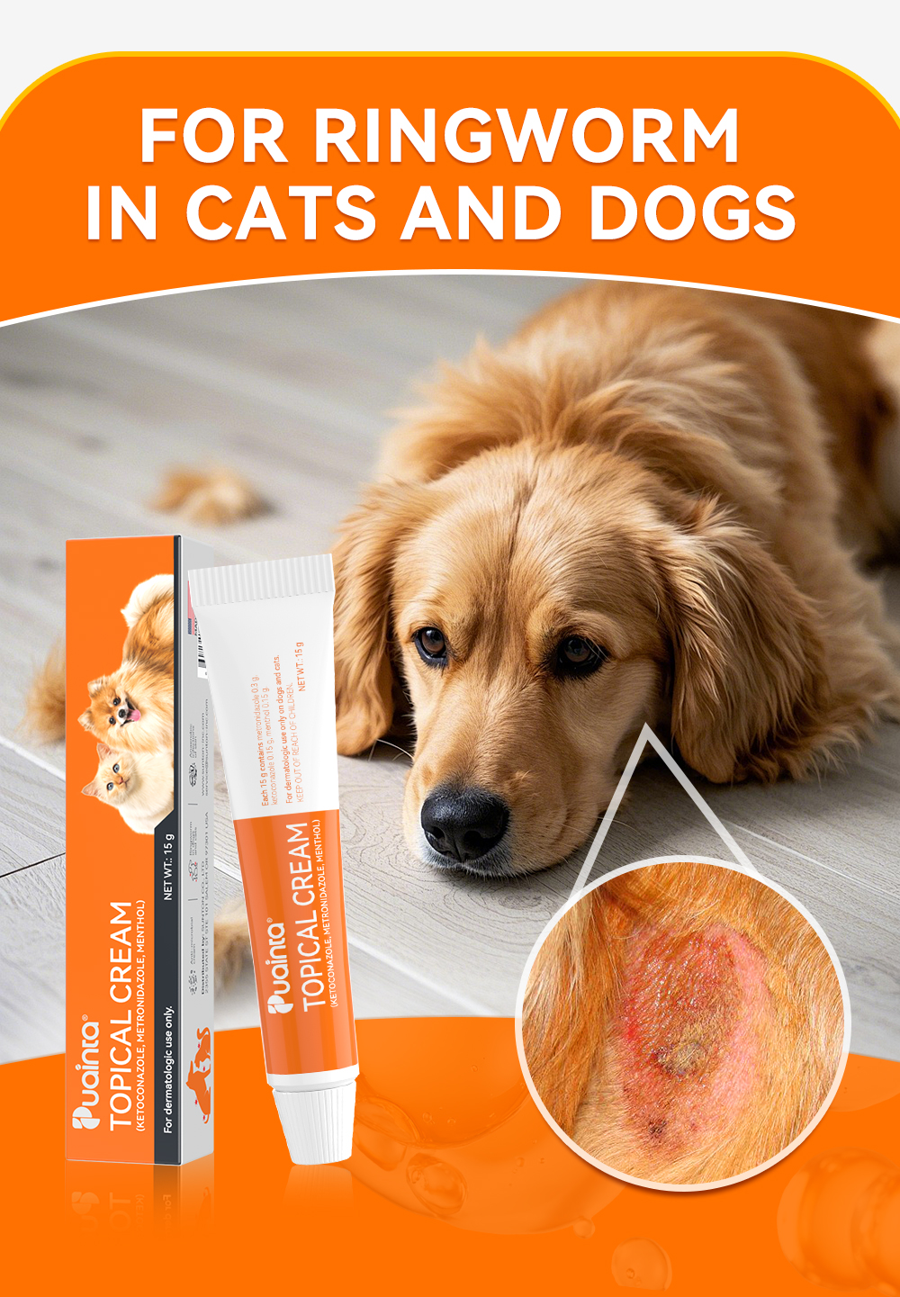 PUAINTA Anti Fungal Cream Ointment for Dog and Cat Ringworm Anti ...