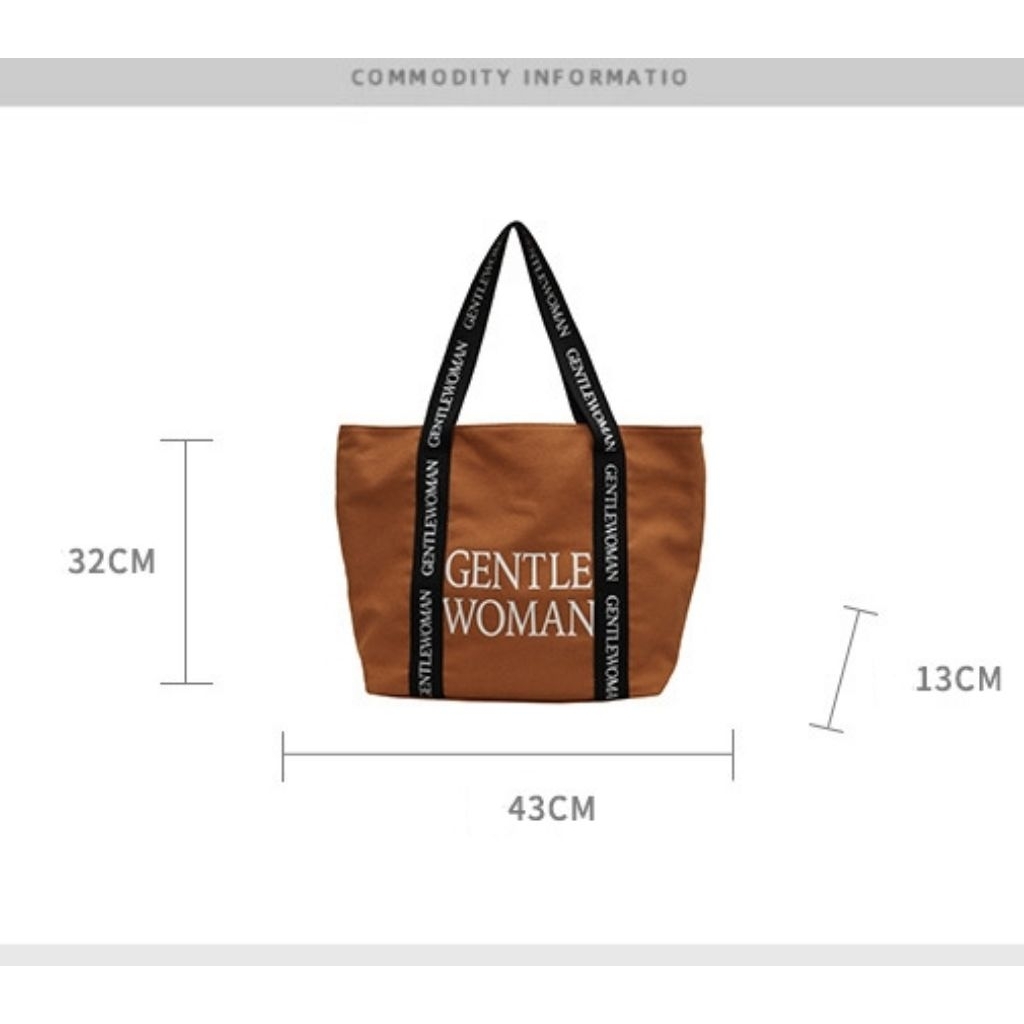YQY New canvas Large Capacity shoulder bag with zipper commuting Tote ...