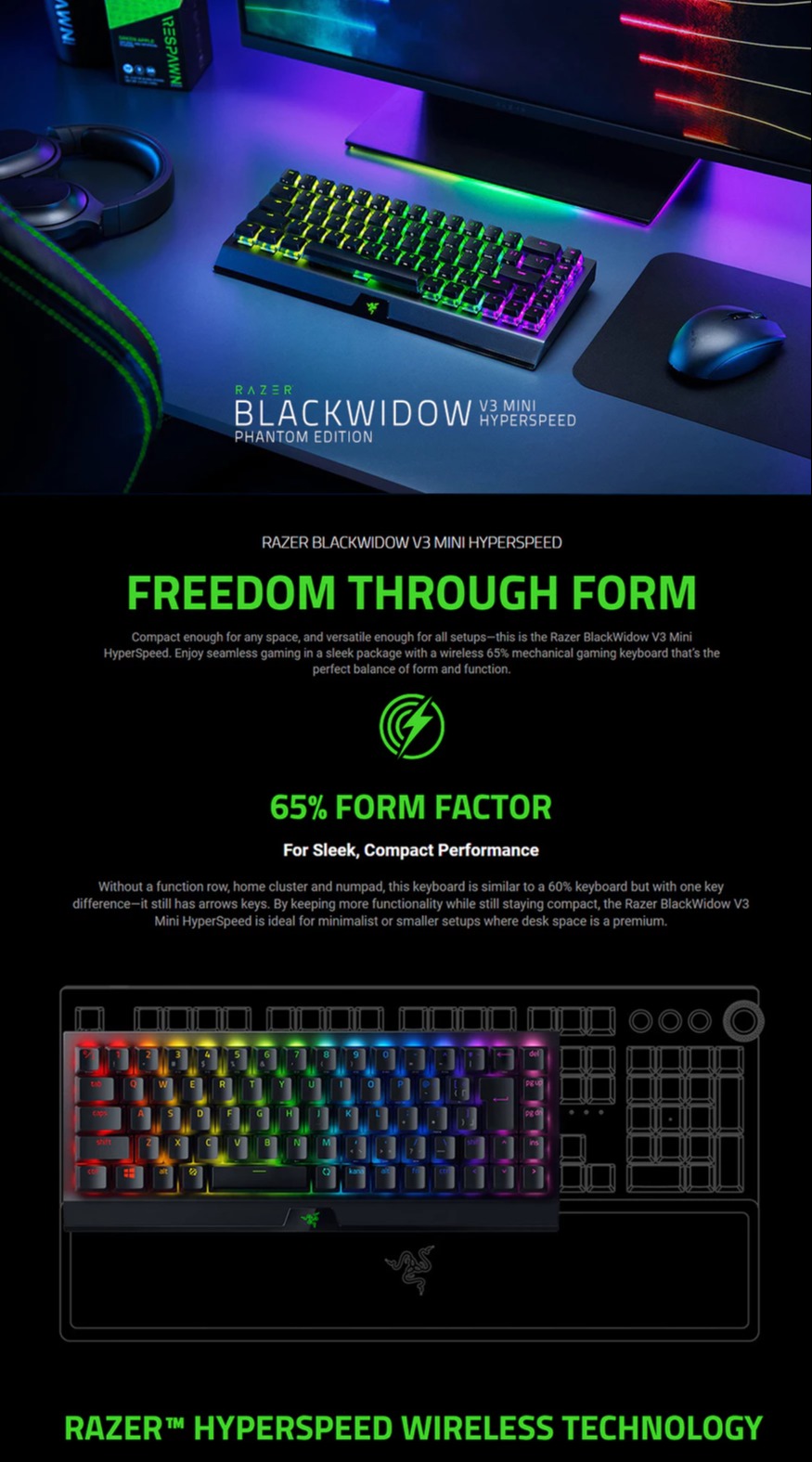 [LIMITED TIME SALE] Razer BlackWidow V3 Mini HyperSpeed Phantom Pudding ...