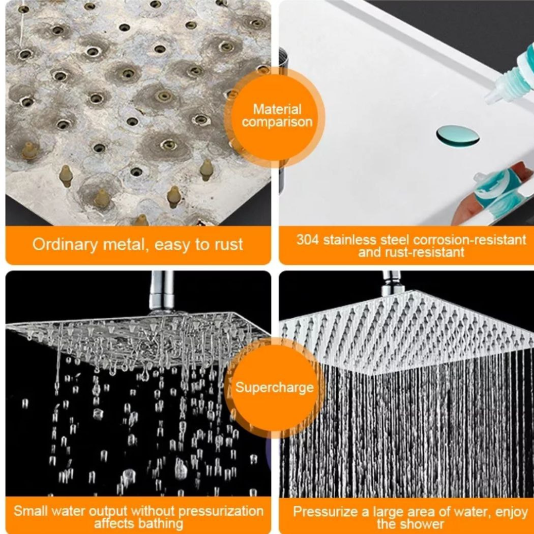 Stainless Steel Rainfall Shower Head – Pressurized Square Design ...
