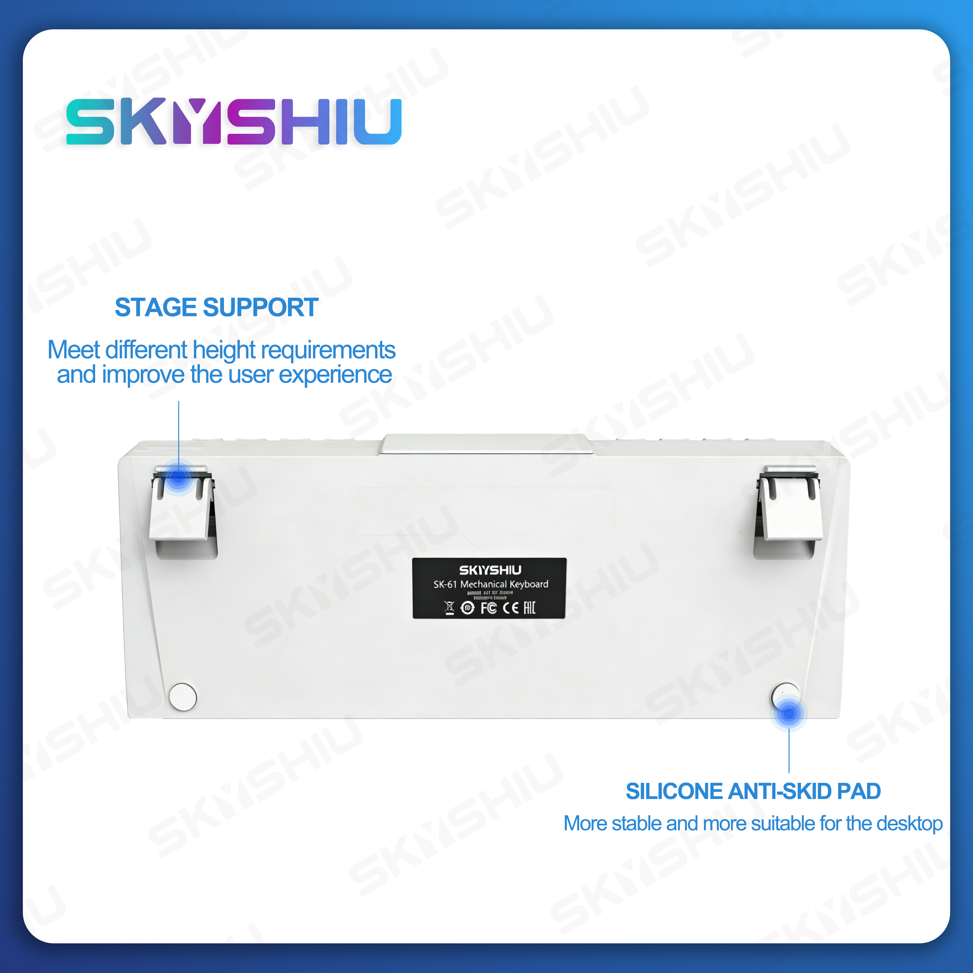 SKYSHIU SK-61 SE Mechanical Keyboard Hotswap Compatible Pre-Lubed Blue ...