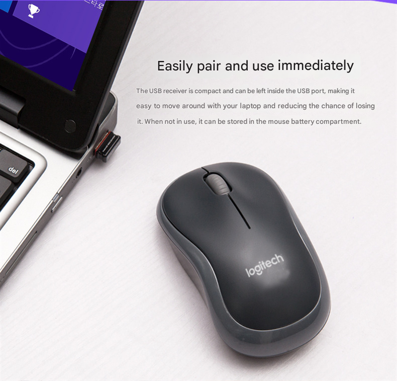 Logitech M185 Compact Wireless Mouse 2.4GHz USB Nano Receiver Portable ...