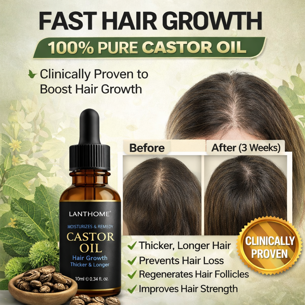 LANTHOME Castor Oil – 100% Pure & Organic | Hair Growth, Eyelash Serum ...