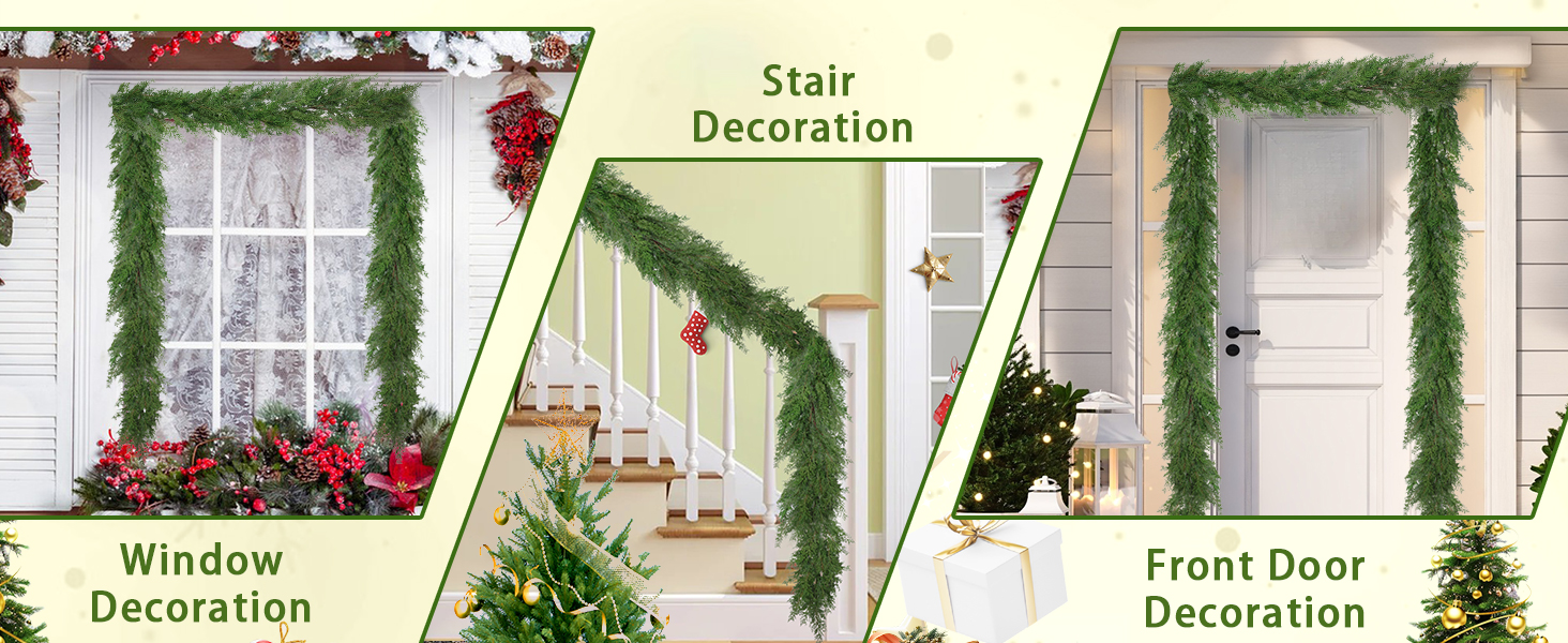 Christmas Garlands Norfolk Pine Mantle Decoration Holiday Indoor Faux ...