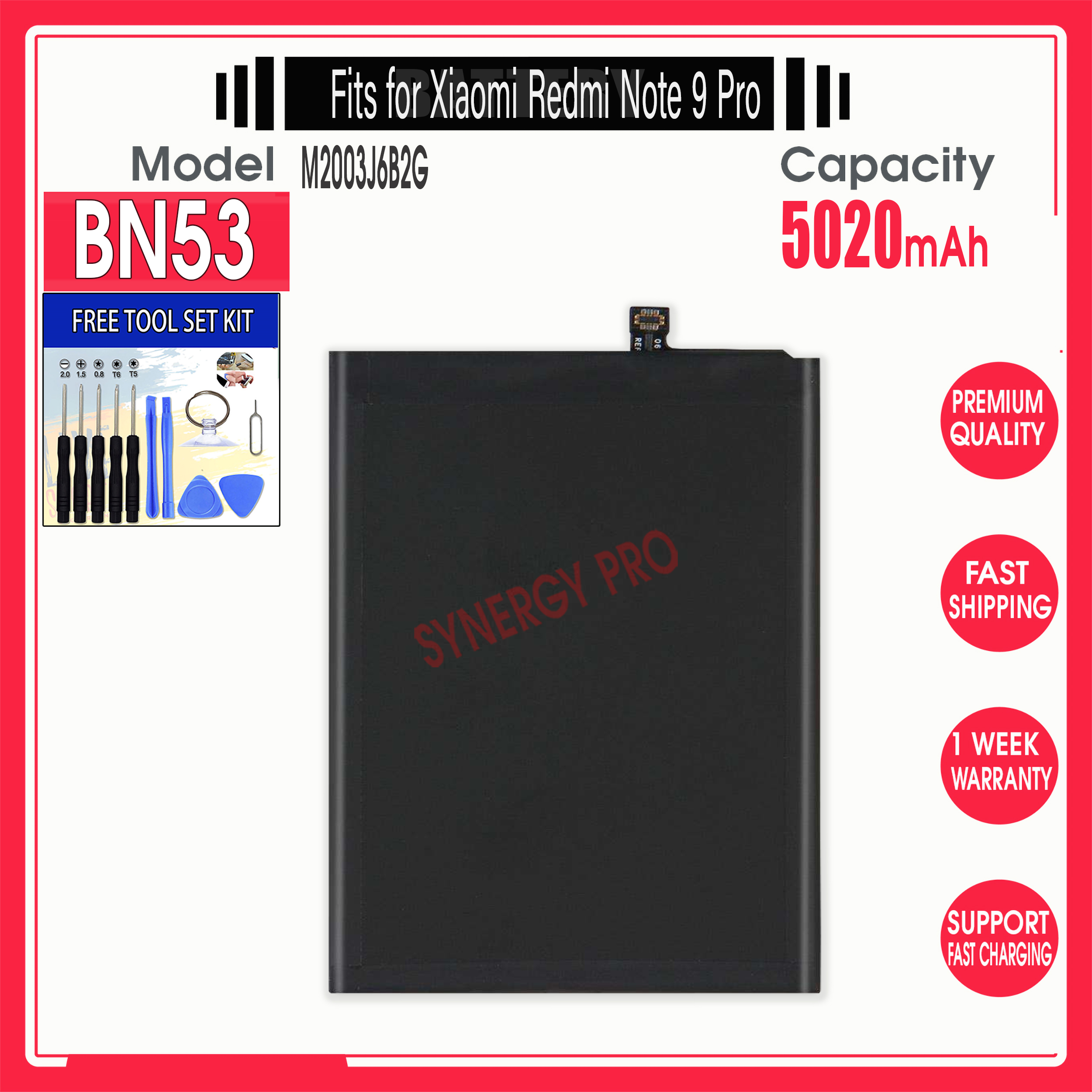 BN53 BATTERY FOR XIAOMI REDMI NOTE 9 PRO BATTERY MODEL BN53 5020MAH ...
