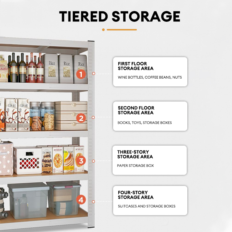 Multi-layer Storage Shelf Adjustable Height Steel Rack Easy Assembly ...