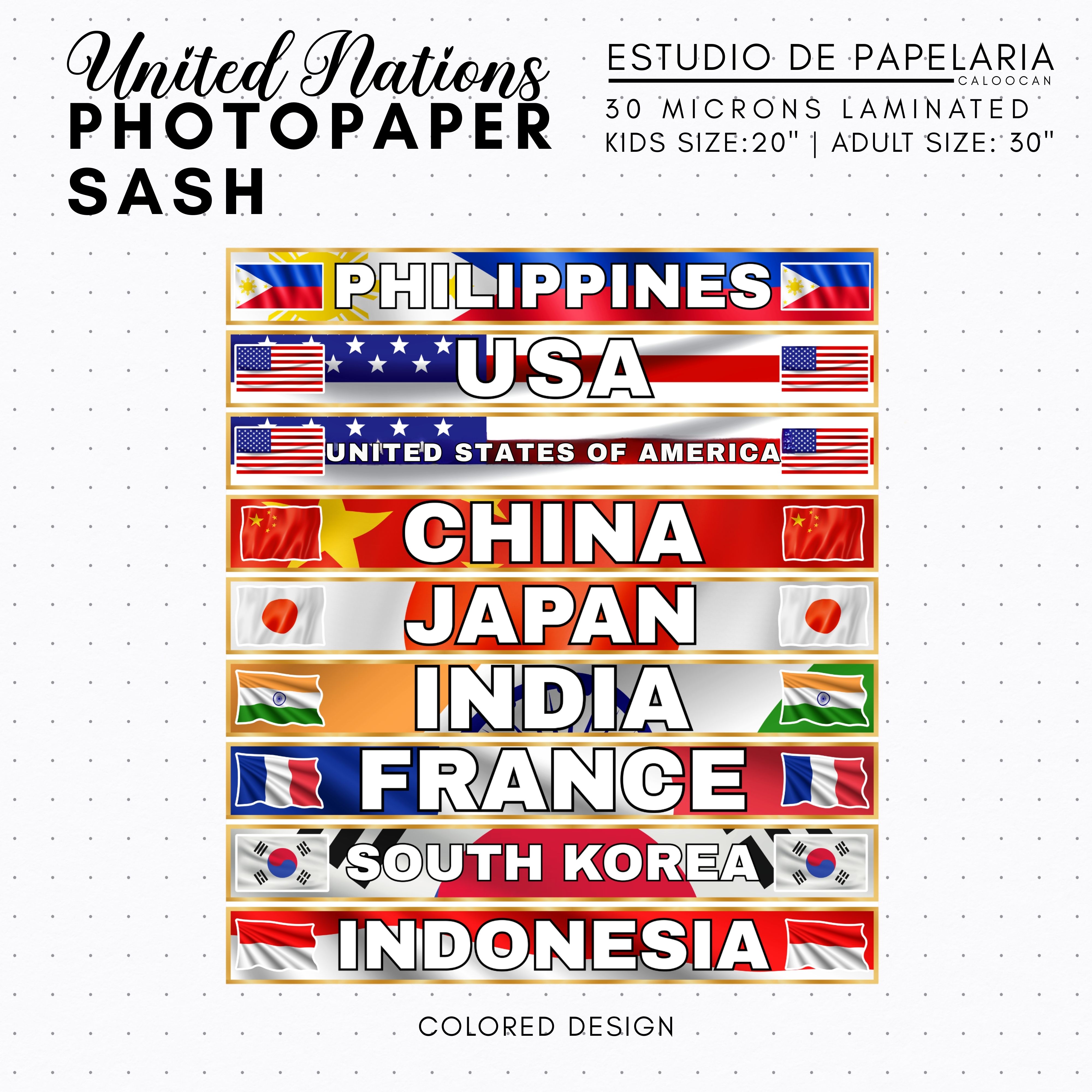 Estudio |United Nations Photopaper Sash – Laminated Plain or Colored ...