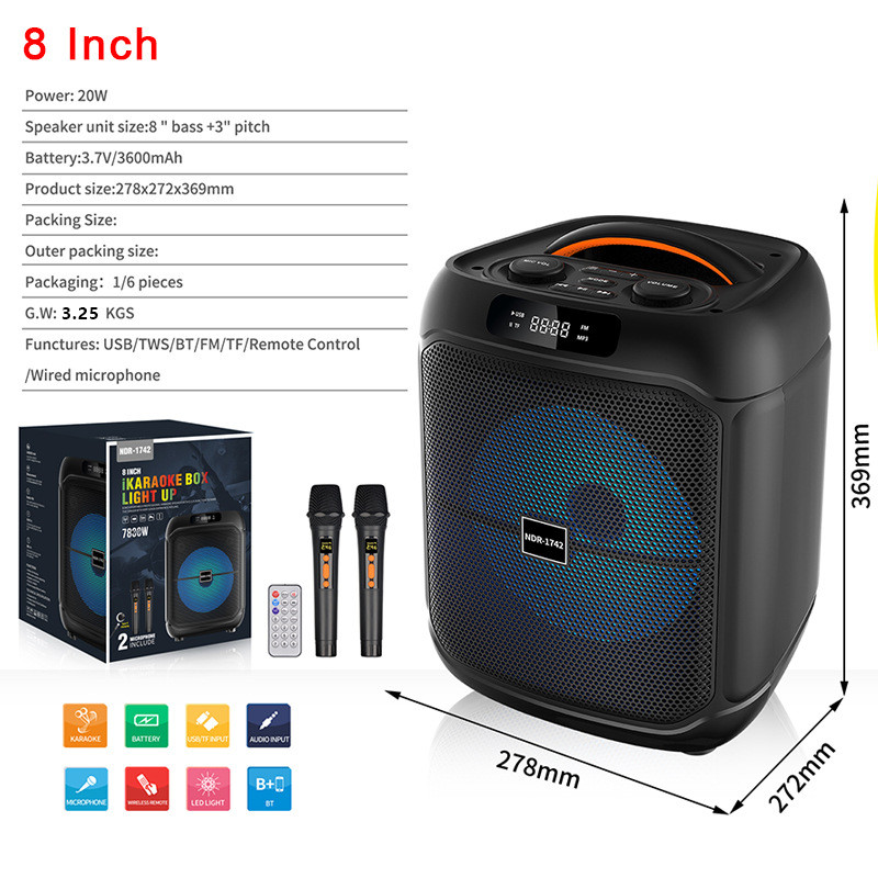 HTM-1745 Bluetooth Speaker 8inch Outdoor Square Dance Sound System with ...