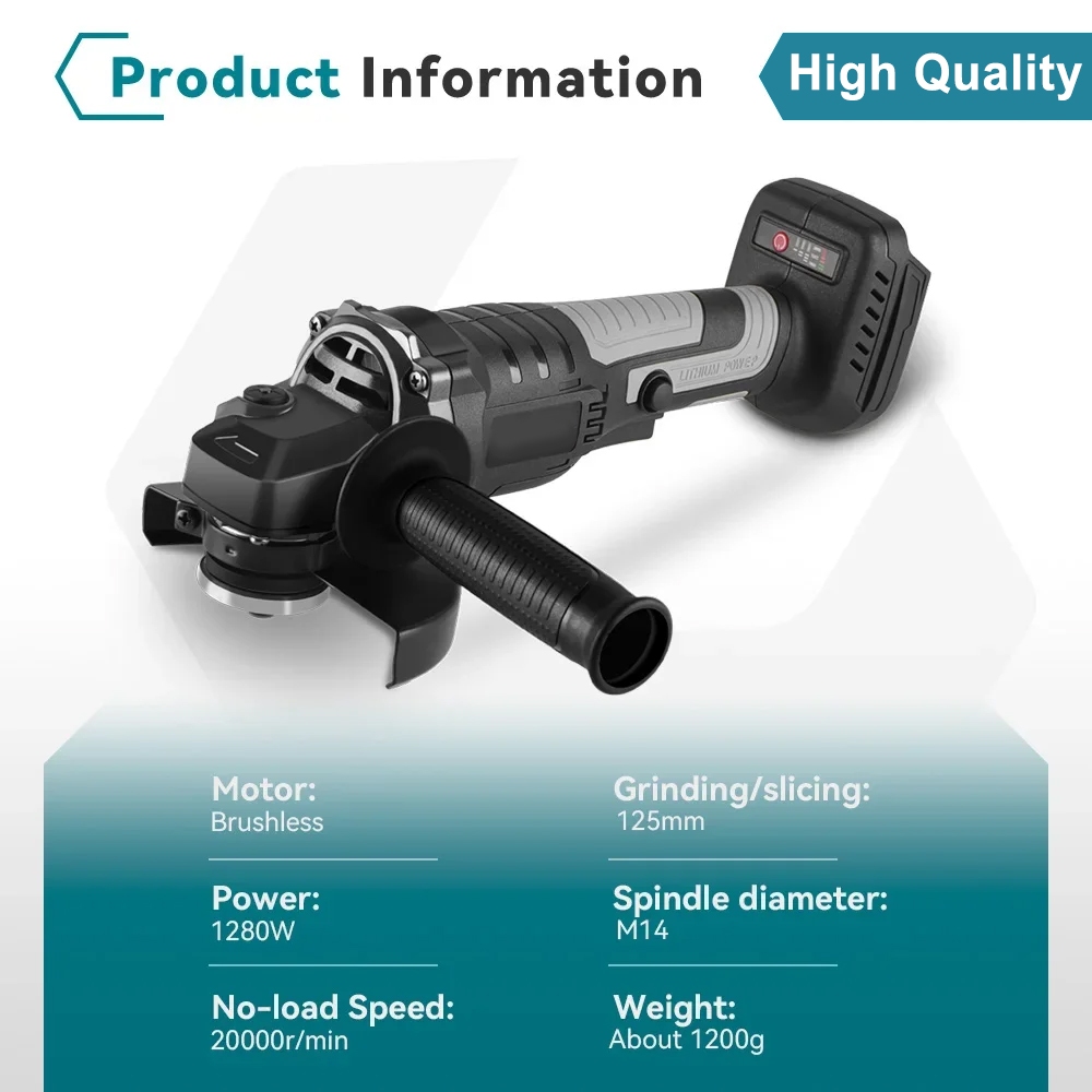 1280W Cordless Angle Grinder/Cutting Machine Tools Portable Electric ...