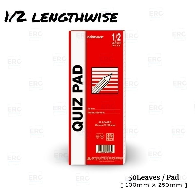 Premium Pack:5 sets Quiz Pad 1/4 1/2 Intermediate Writing 50Leaves ...