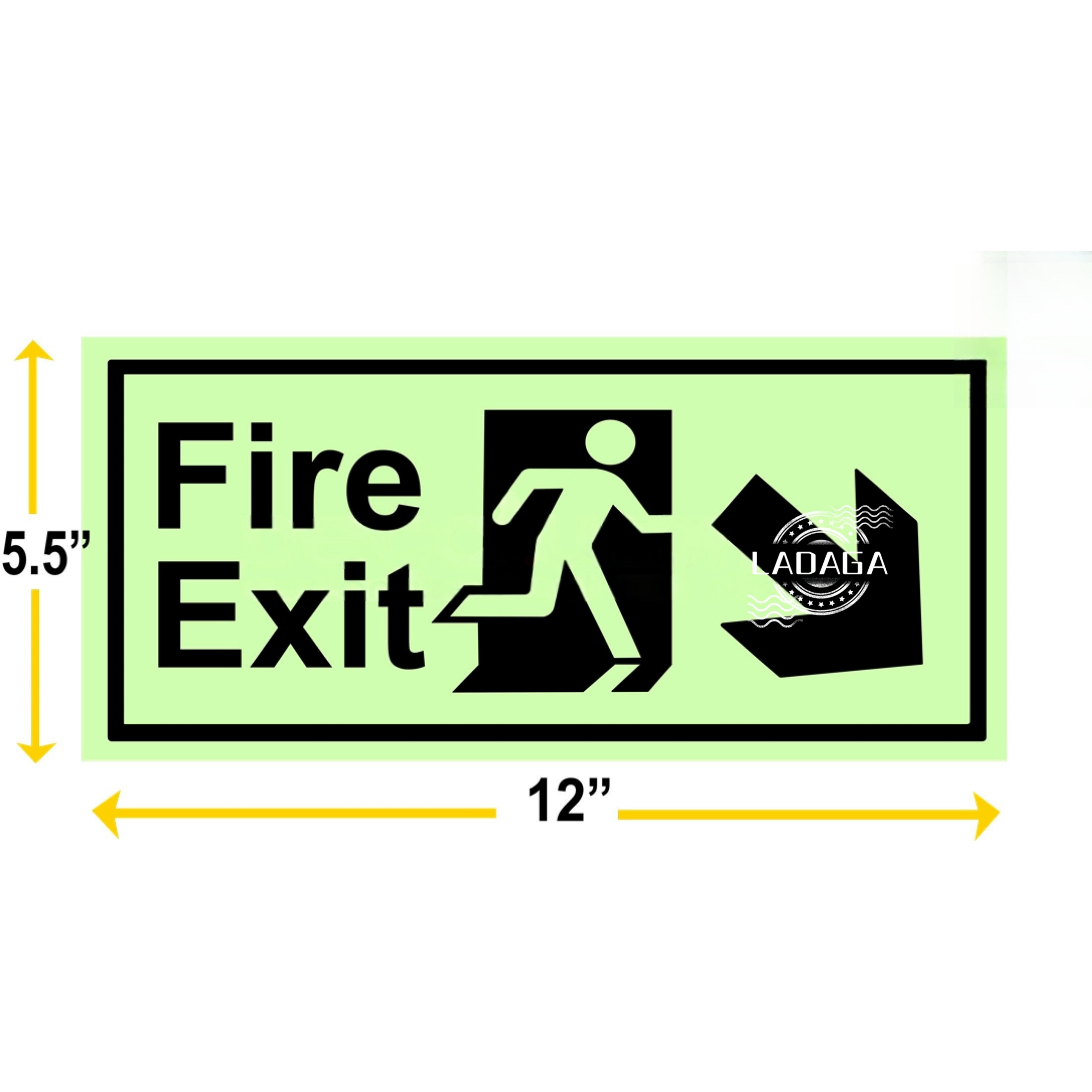3mm Self-stick glow Fire Exit Sign Entrance Large Luminous background ...