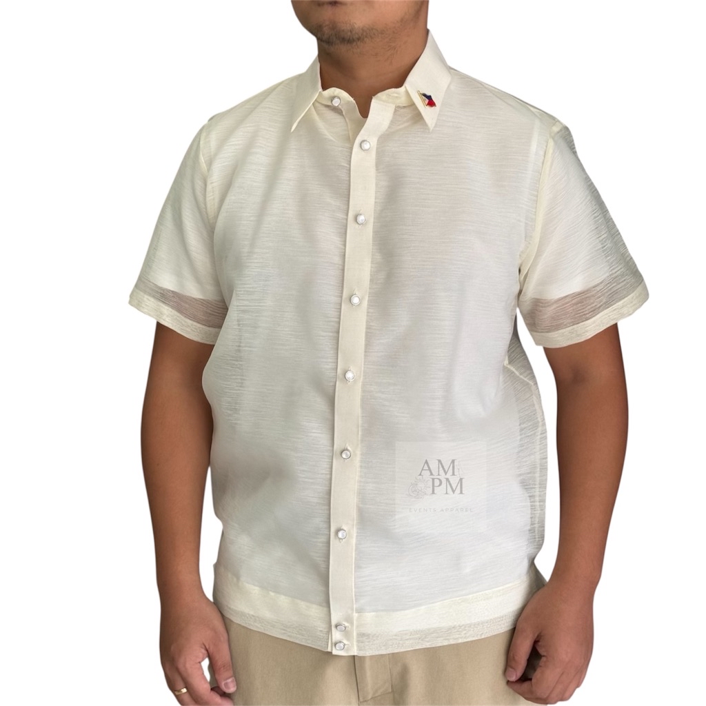 Plain Polo Jacket Barong | Jusilyn | Beige, Off white or Black | Shopee ...