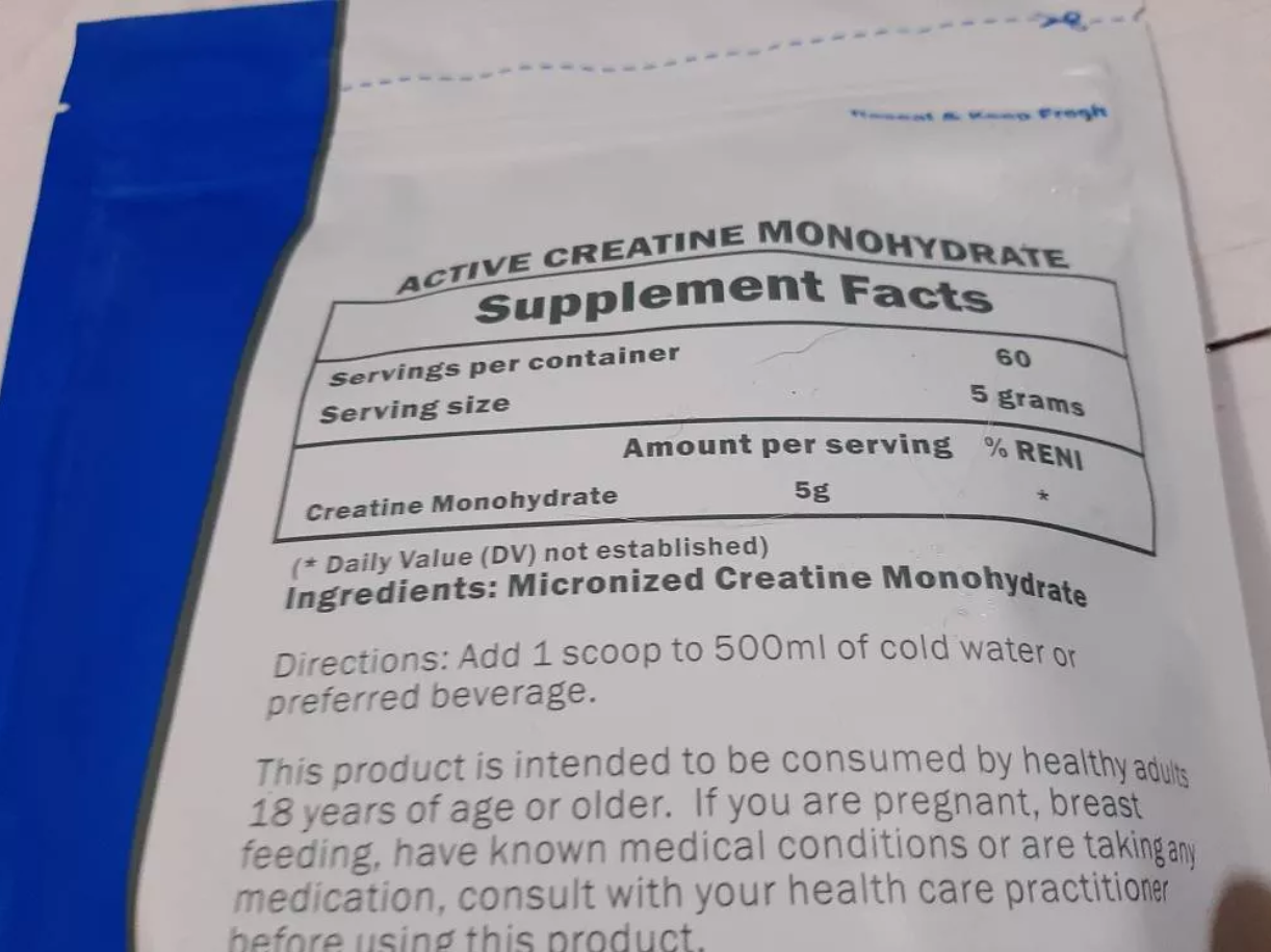 ACTIVE Creatine Monohydrate 300g 60 Servings Exercise Recovery Muscle ...