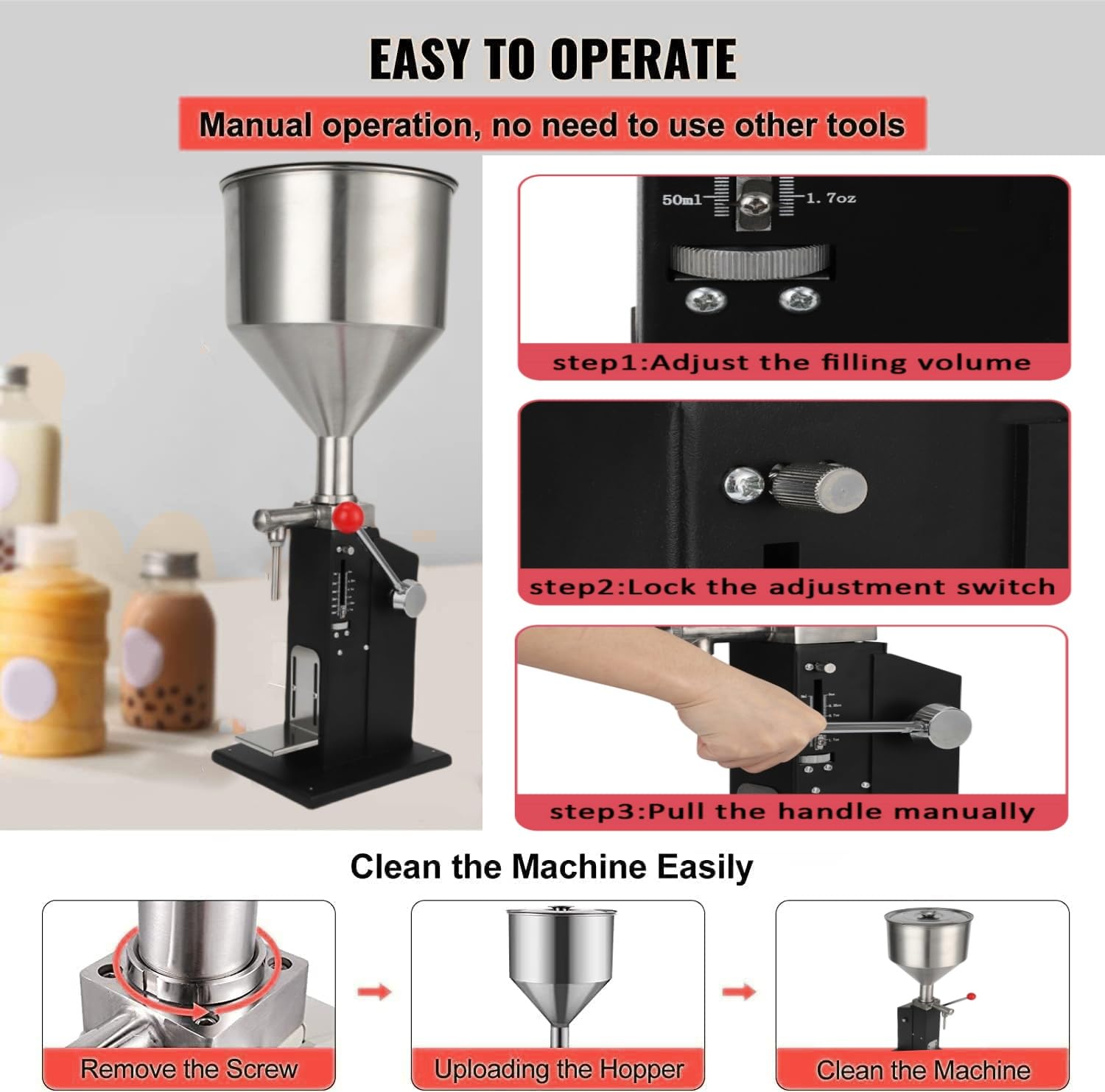 Precision Filling Machine With Hopper Food Grade Steel For PH Hygienic Standards | Shopee ...