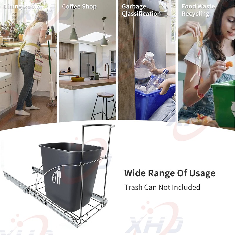 Pull Out Trash Can Rack Roll Out Garbage Can Holder for Kitchen Cabinet ...