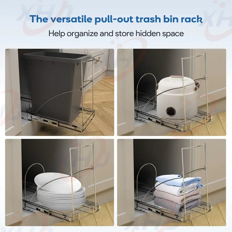 Pull Out Trash Can Rack Roll Out Garbage Can Holder for Kitchen Cabinet ...