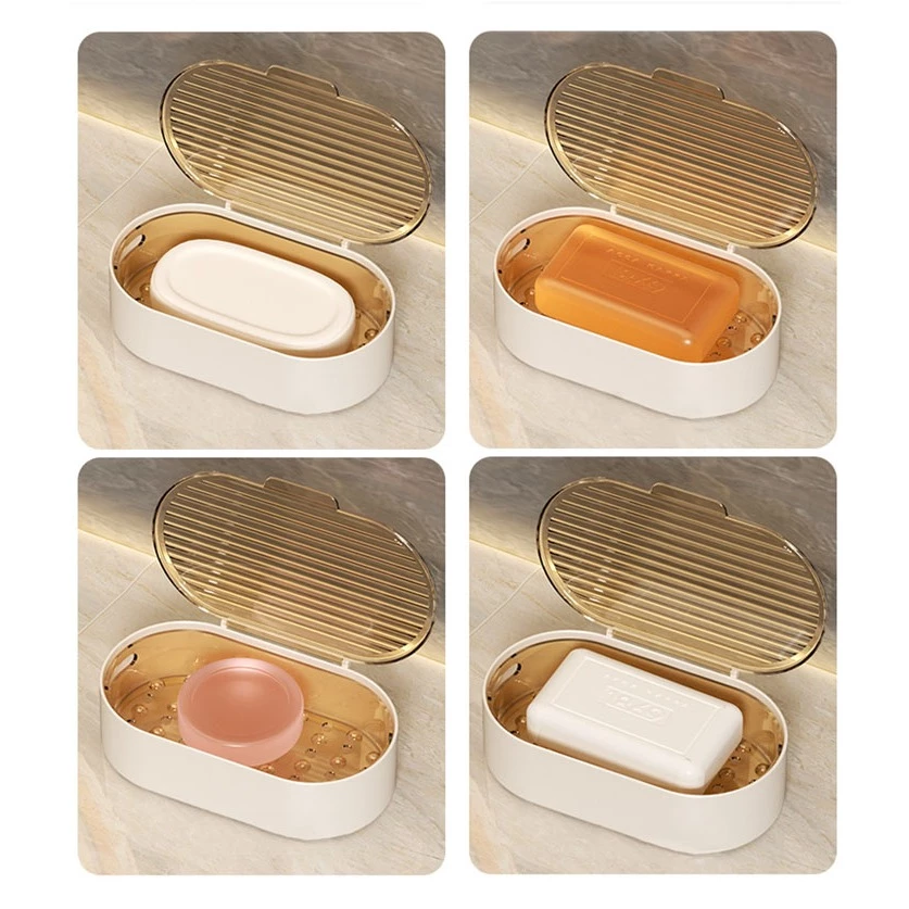 Home Bathroom Large Capacity Soap Box Double Layer Soap Box With Lid Drain Soap Box | Shopee ...