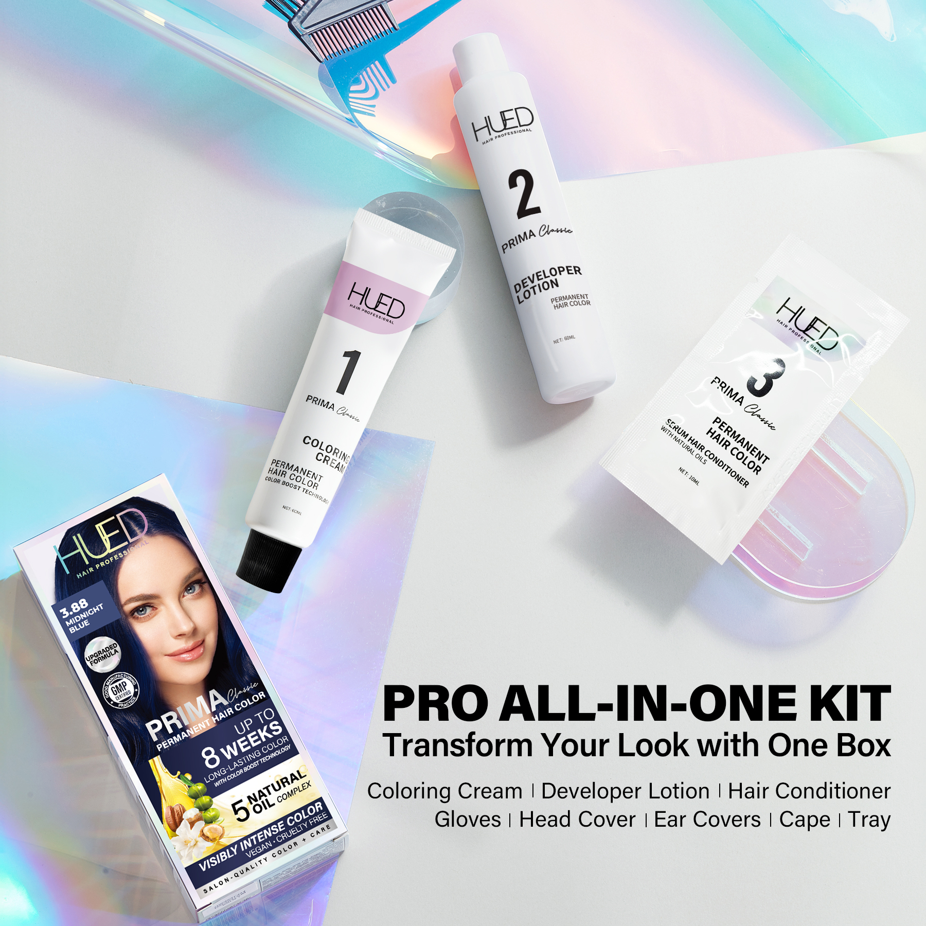 HUED PRIMA Classic Permanent Hair Color Upgraded Formula - 7.45 Wine ...