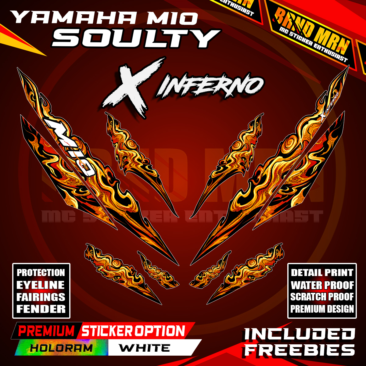 YAMAHA MIO SOULTY X INFERNO STRIPING DECAL STICKER PROTECTOR | Shopee ...
