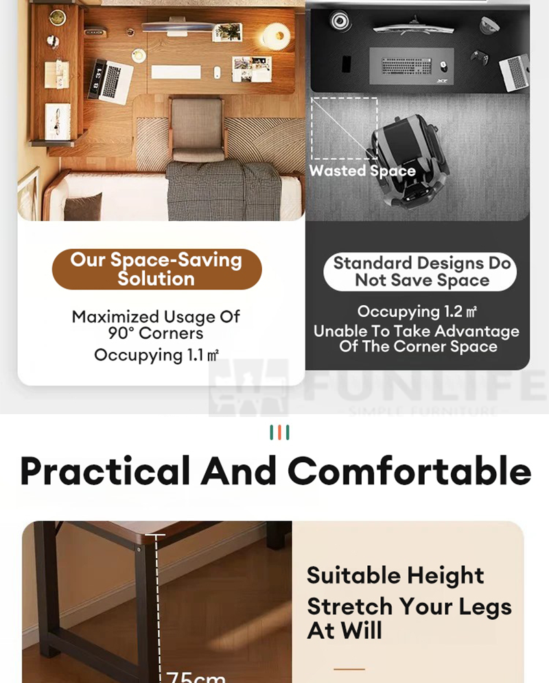 L-Shaped Table Corner Desk Computer Table Gaming Desk Writing Work ...