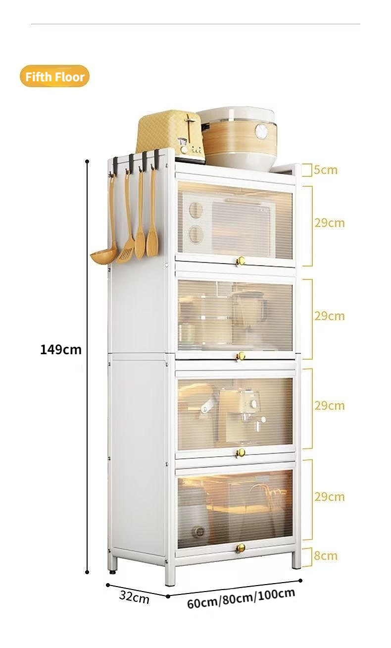 Kitchen Cabinet Rack Dustproof With wheels Multi-layers storage rack ...