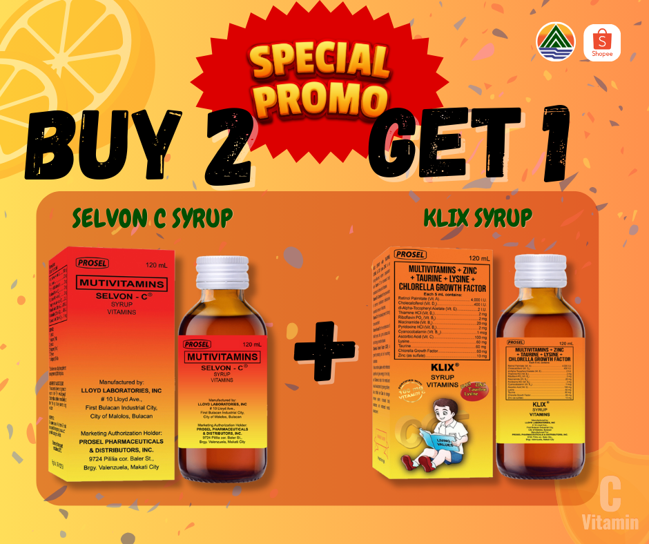 PROSEL BUY 2 SELVON C SYRUP GET 1 KLIX SYRUP | Shopee Philippines