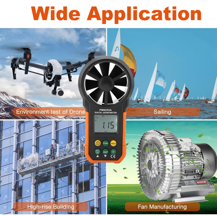 BT- PeakMeter PM6252A Digital Anemometer Wind Speed Air Volume ...