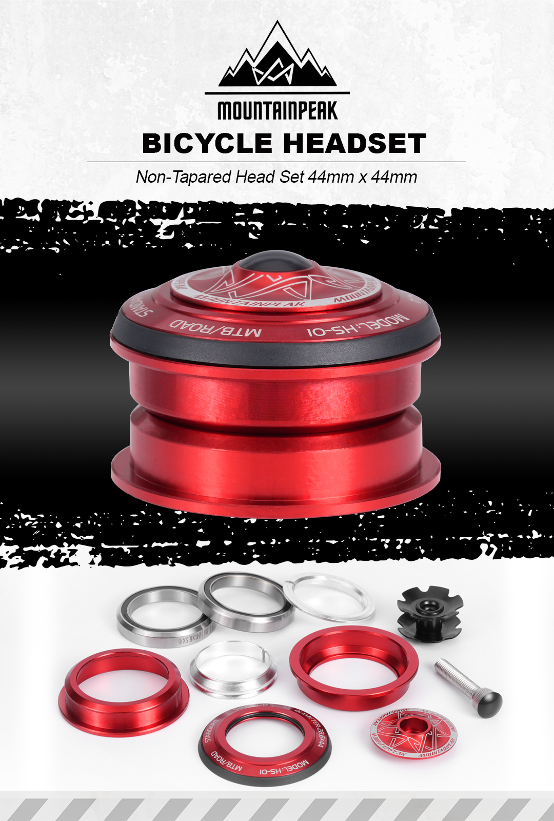 MOUNTAINPEAK BIKE HEADSET MTB 44MM ALLOY NON TAPERED SEALED BEARING ...