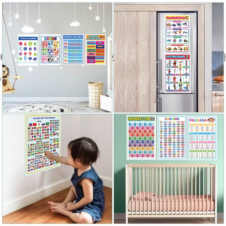Chart For Kid Educational Set 12/16/32 Pcs Numbers Alphabet Chart ...