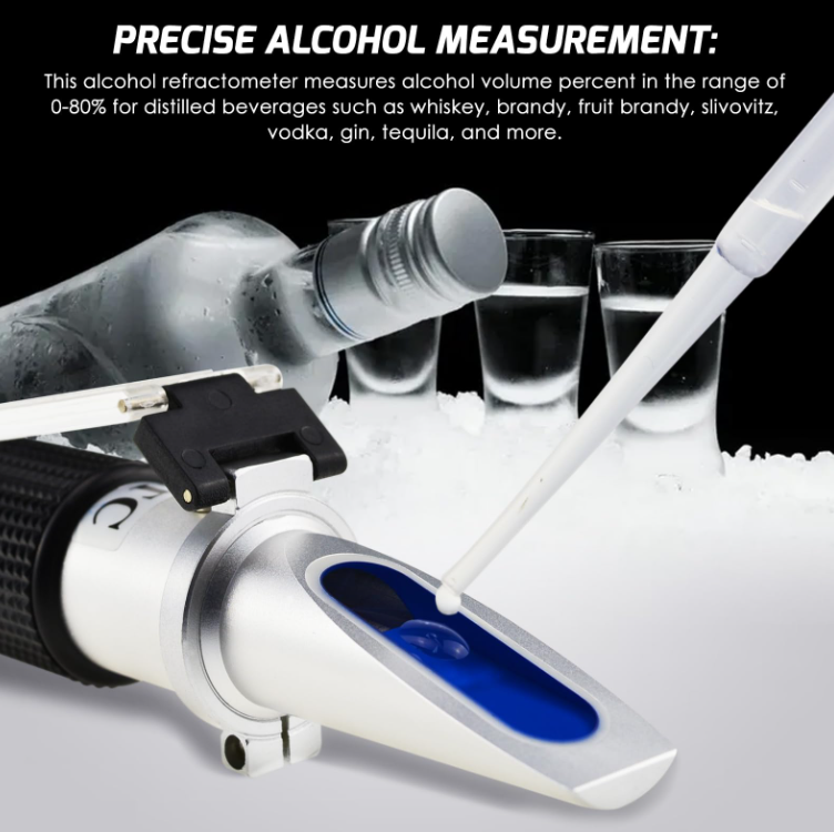 BT- Alcohol Refractometer, Alcohol Volume Meter of 0-80% Volume Percent ...